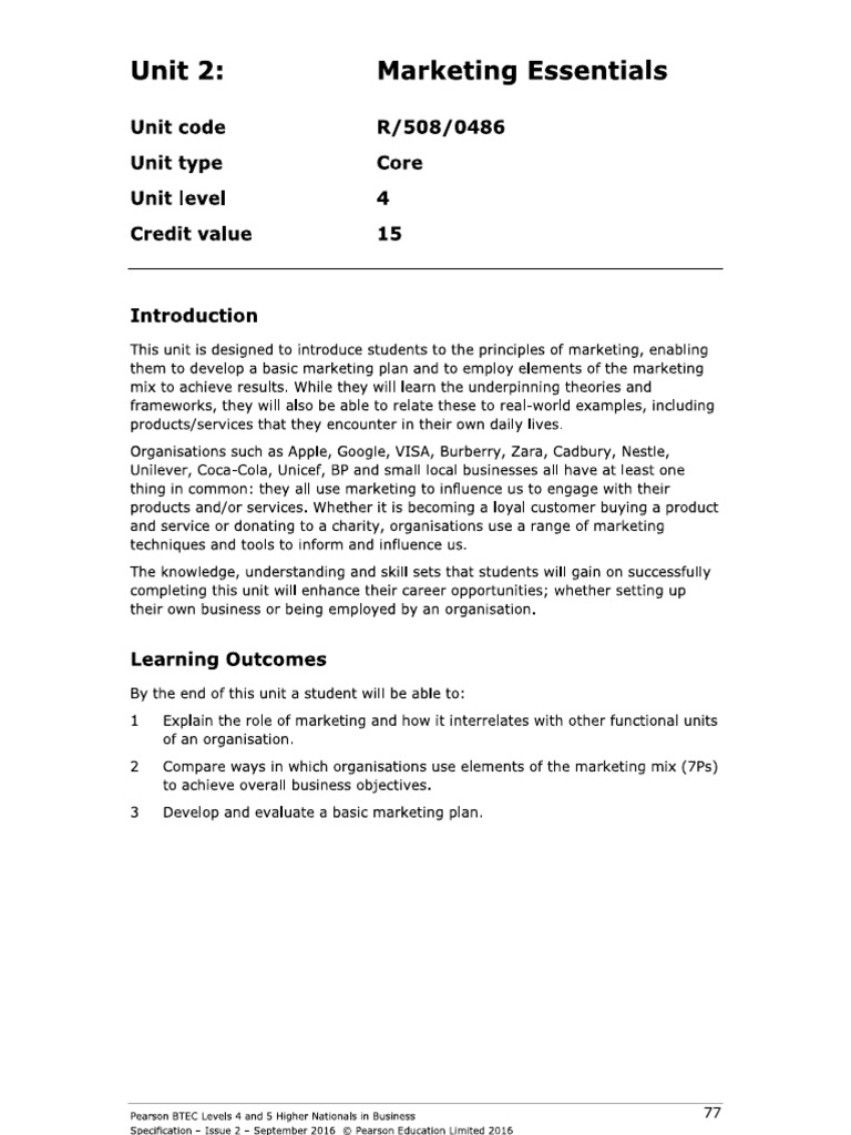 Unit 2 Marketing Essentials PDF | PDF