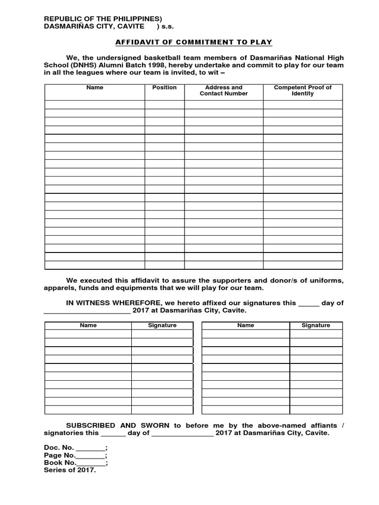 Affidavit of Commitment | PDF