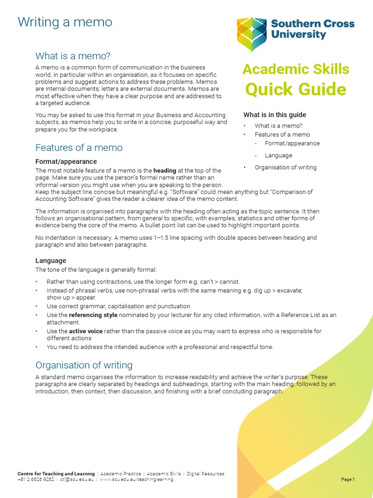 Quick Guide: Academic Skills | PDF | Memorandum | Paragraph
