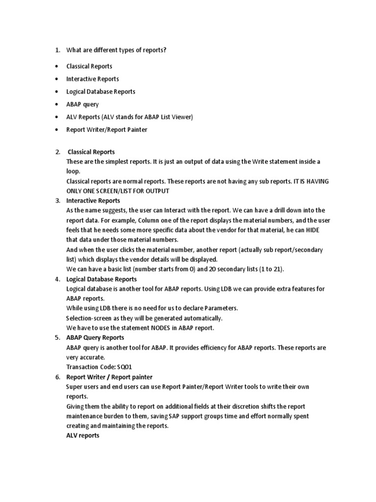 An In-Depth Examination of Different Report Types in SAP, Including ...