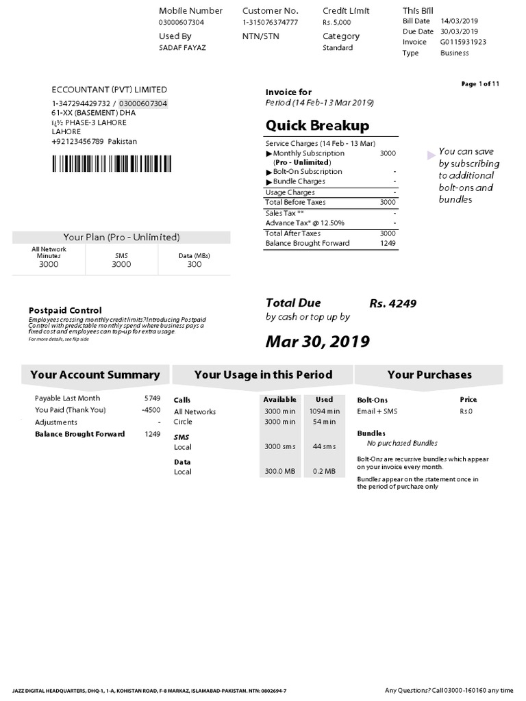 Business Telecom Invoice Summary | PDF | Invoice | Taxes