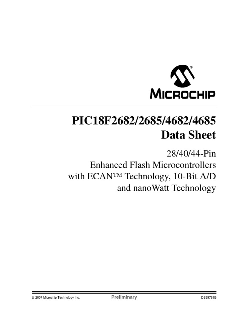PIC18F4685 | PDF | Microcontroller | Flash Memory