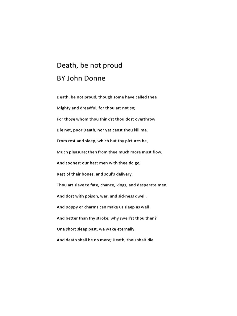 Death, Be Not Proud BY John Donne | PDF