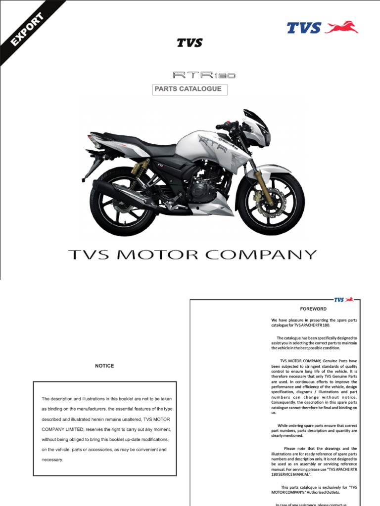 A Comprehensive Parts Catalogue for the TVS Apache RTR 180 Motorcycle ...