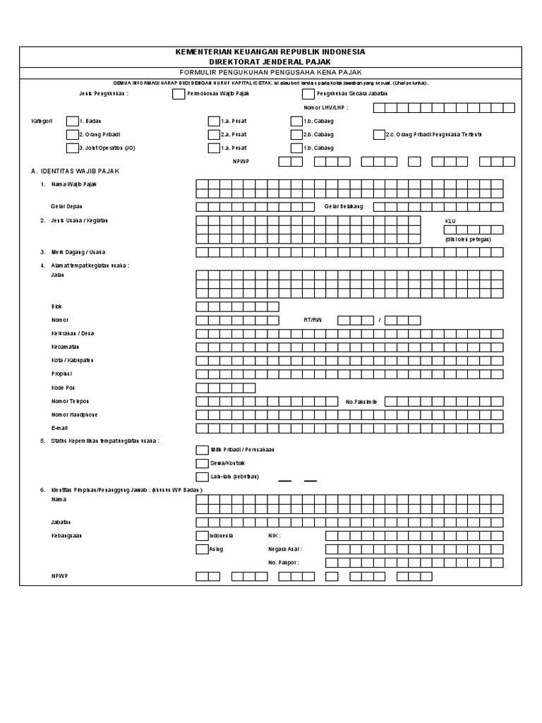 Formulir Pengukuhan PKP | PDF