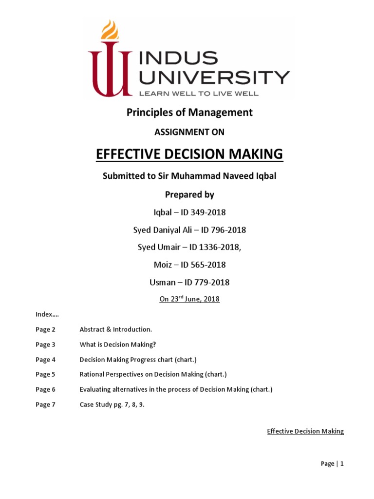 Effective Decision Making Assignment | PDF | Choice | Decision Making