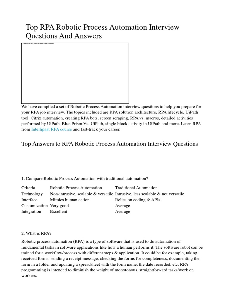 RPA Interview Questions | PDF | Automation | Business Process
