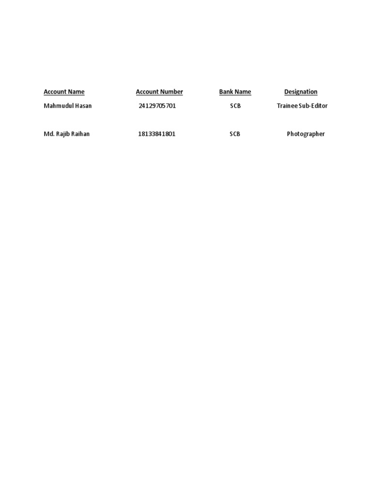 Account Name Account Number | PDF