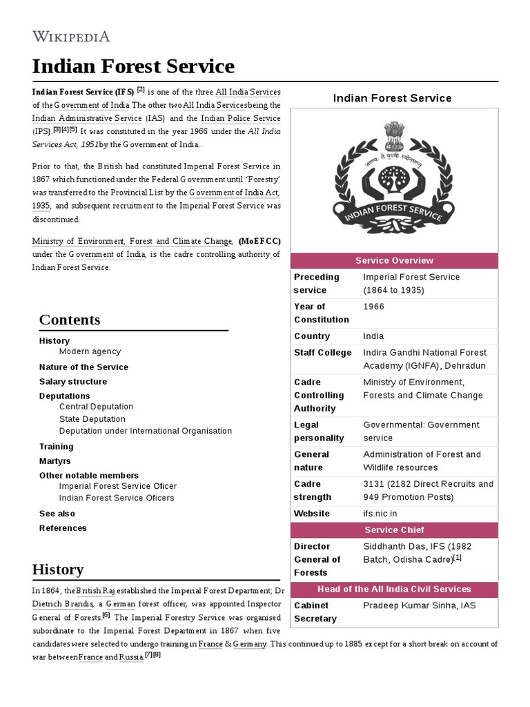 Indian Forest Service Basic Details | PDF | Government Of India | Forests