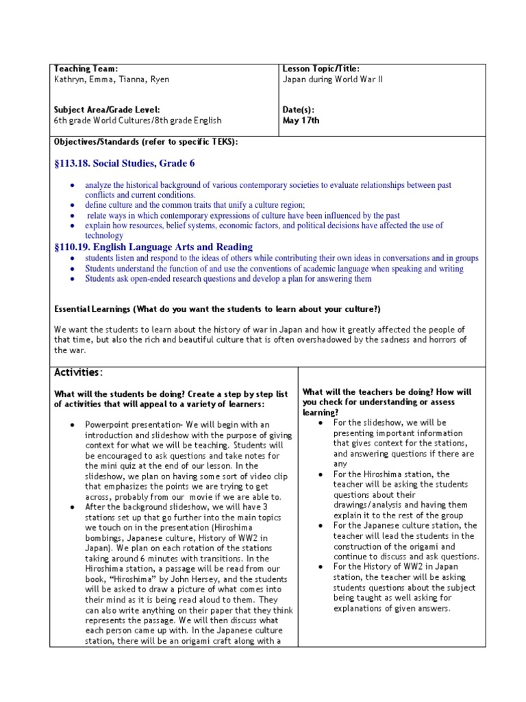 Tfad Lesson Plan Template | PDF | Learning | Teachers
