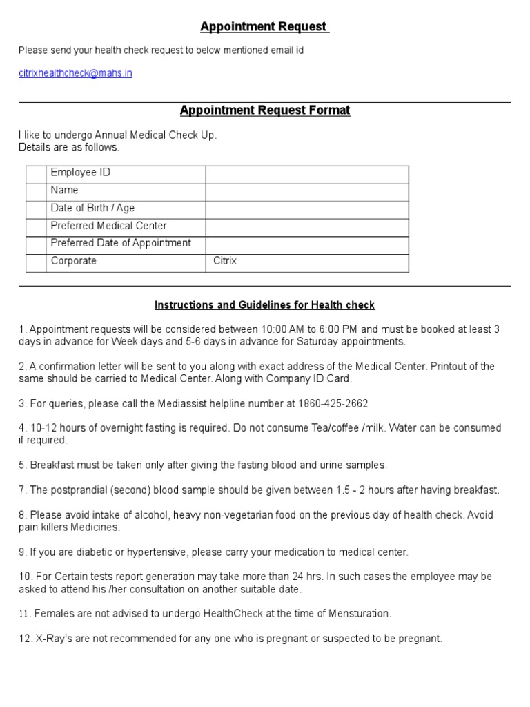 Appointment Form | PDF | Pregnancy | Health Sciences