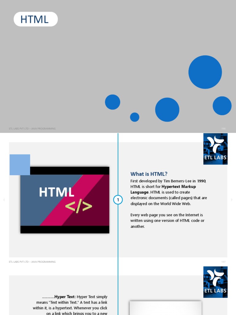 Etl Labs PVT LTD - Java Programming | PDF | Html Element | Html