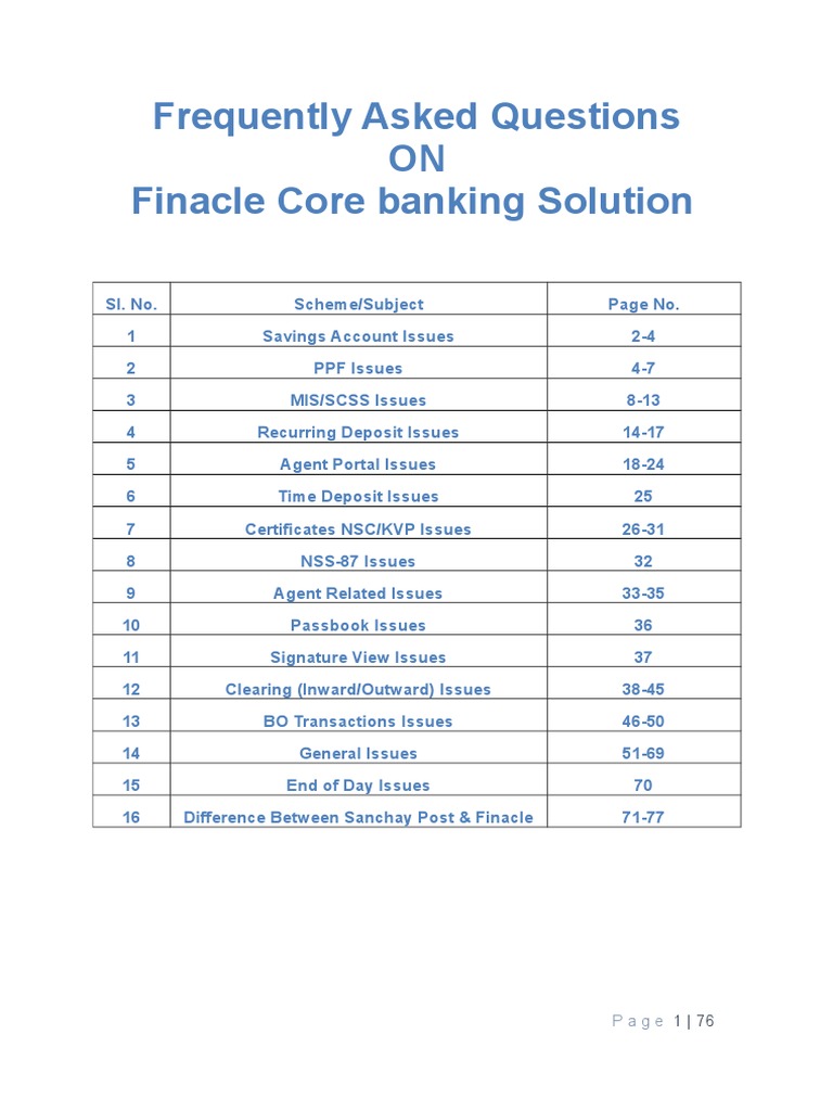 Frequently Asked Questions ON Finacle Core Banking Solution | PDF ...