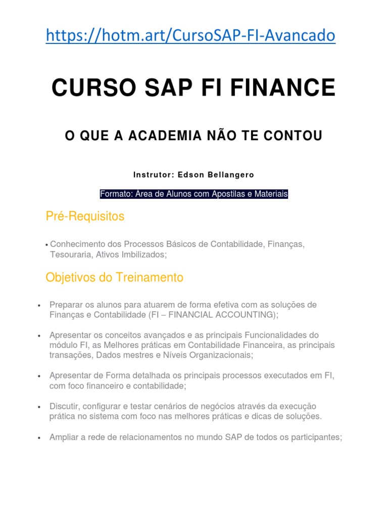 Curso SAP FI Avançado - Como Funciona - Academia SAP - SAP Finance ...