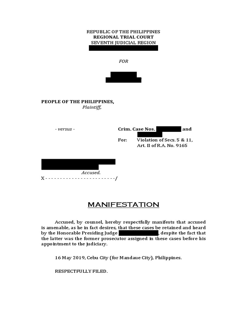 Sample Manifestation | Government Institutions | Judiciaries | Free 30 ...
