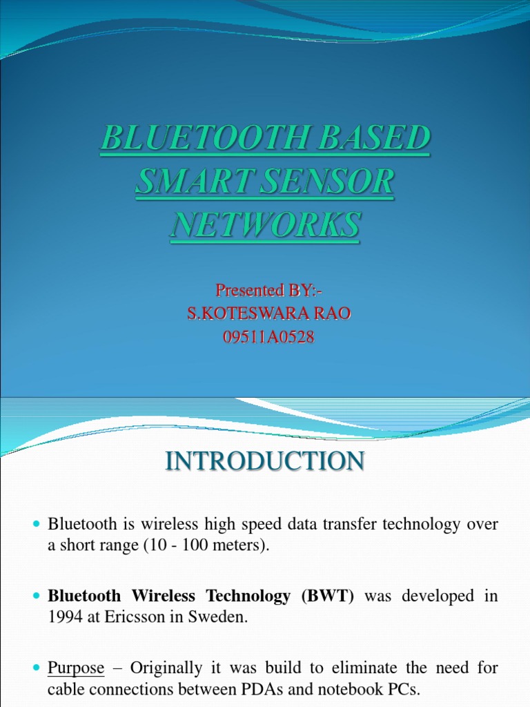 Bluetooth Based Smart Sensor Network | PDF | Wireless Sensor Network ...