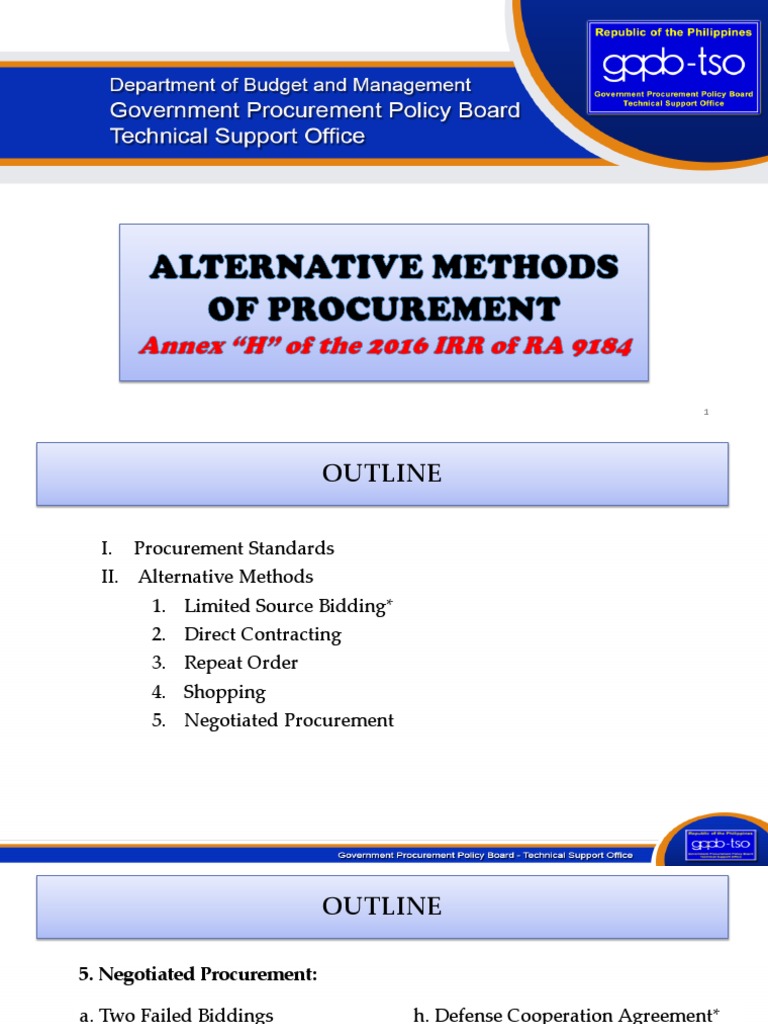 06 Alternative Methods of Procurement.05282018 PDF | PDF | Procurement ...