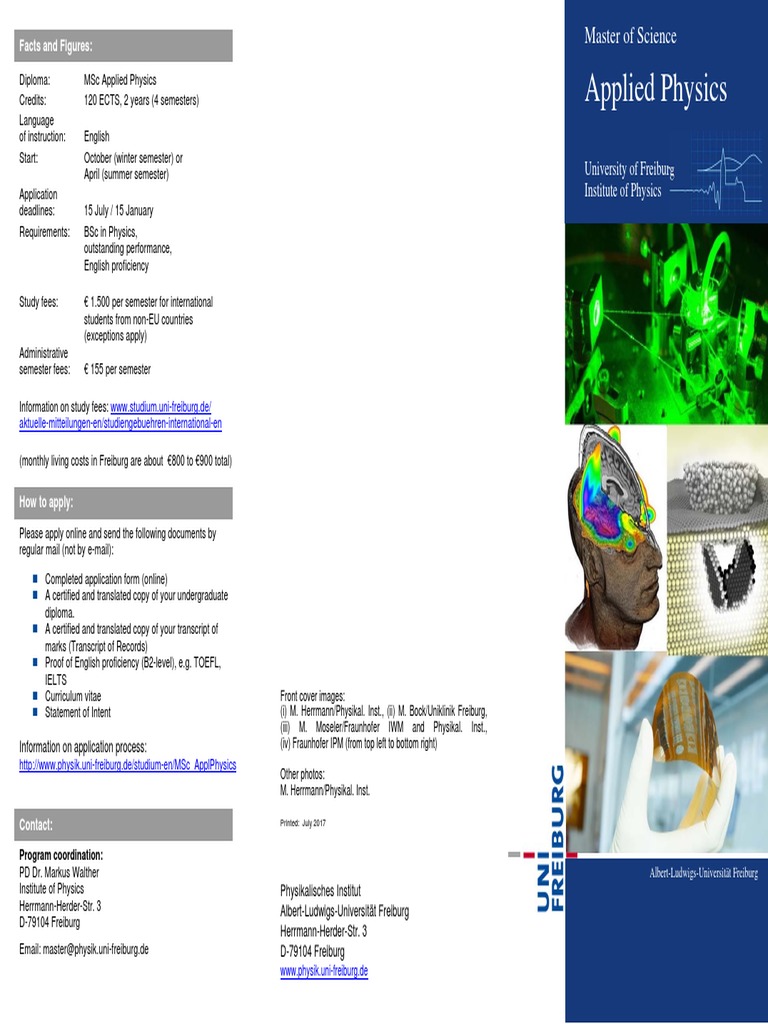 Brochure MSC APhys DinA4 | PDF | Condensed Matter Physics | Physics