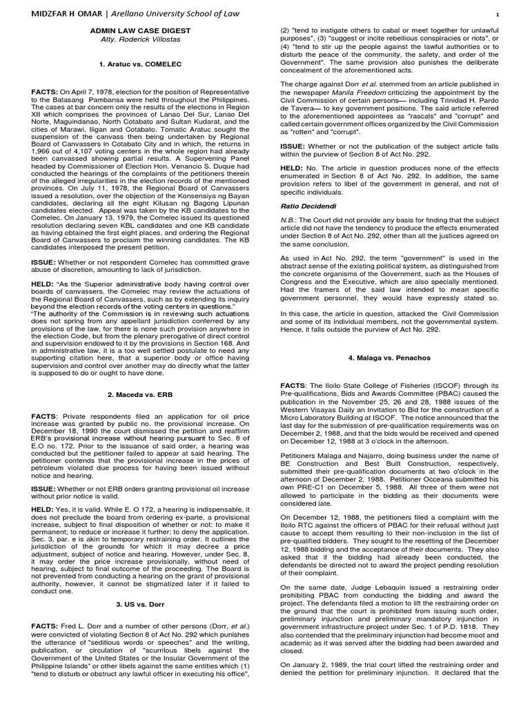 Case Digest Chapter III Administrative L | PDF | Writ Of Prohibition ...