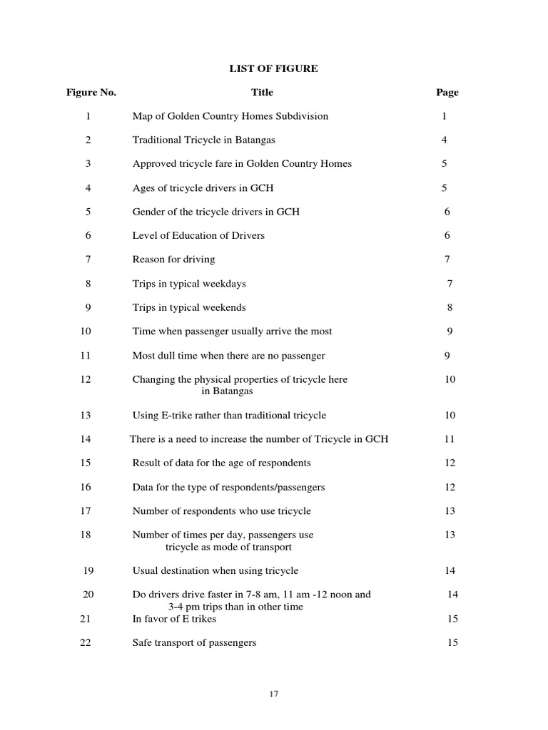 LIST OF FIGURE and Tables | Download Free PDF | Transportation ...