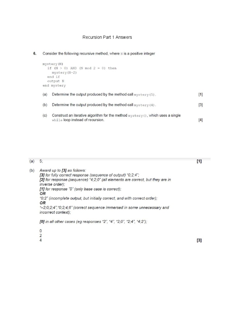 Recursion Answers Part1 | PDF