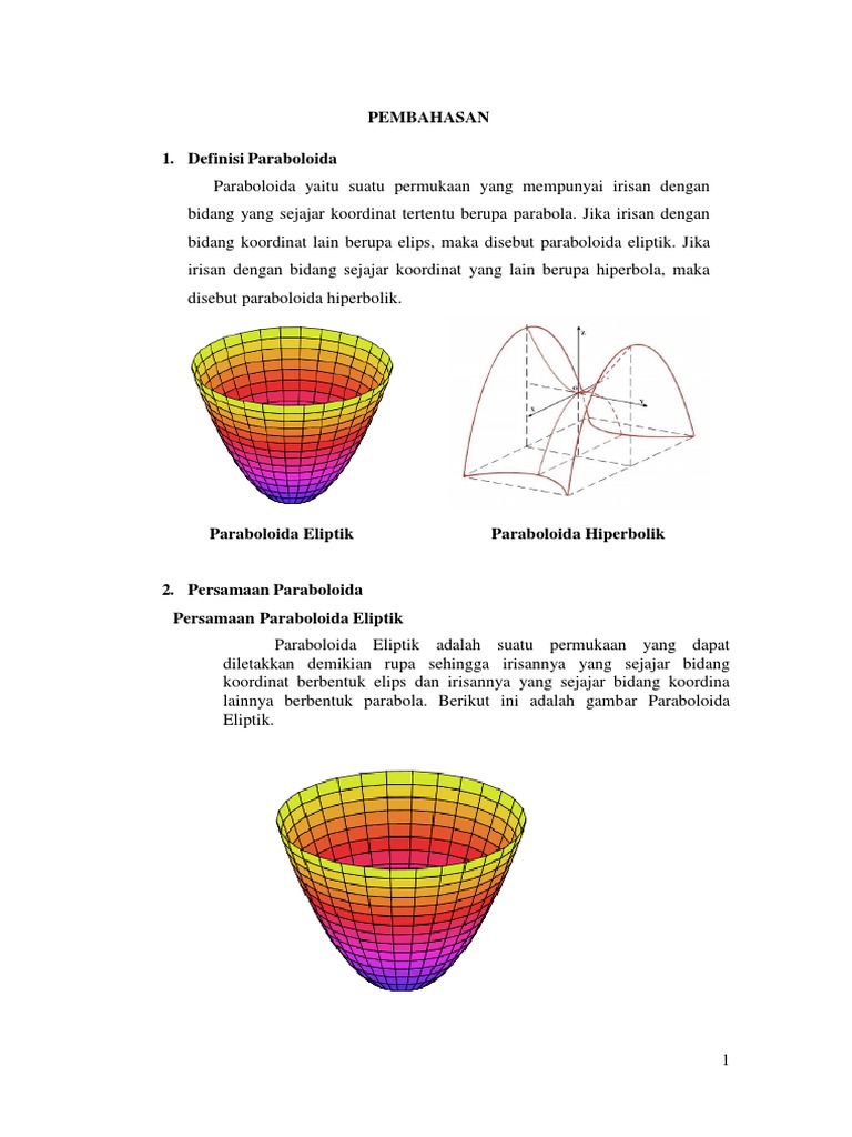 Makalah Paraboloida Elliptis Dan Paraboloida Hiperbolik | PDF