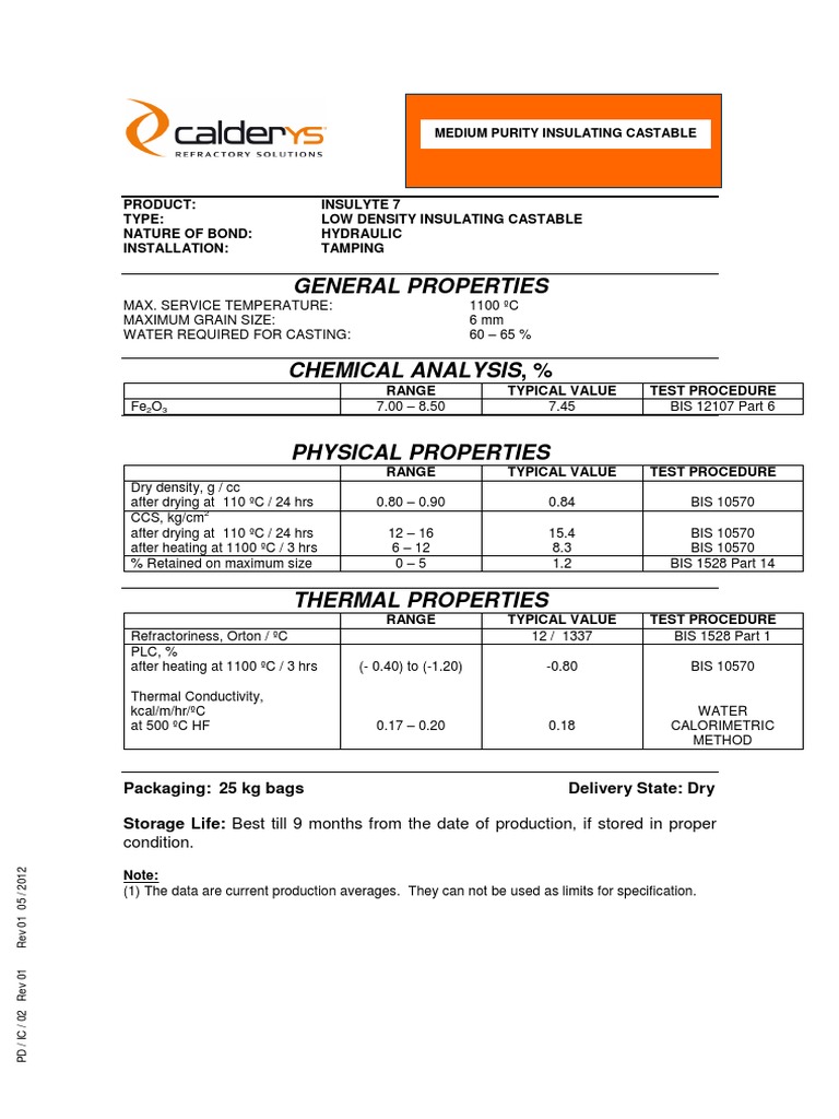 Insulyte 7 - Ace | PDF | Refractory | Thermal Insulation