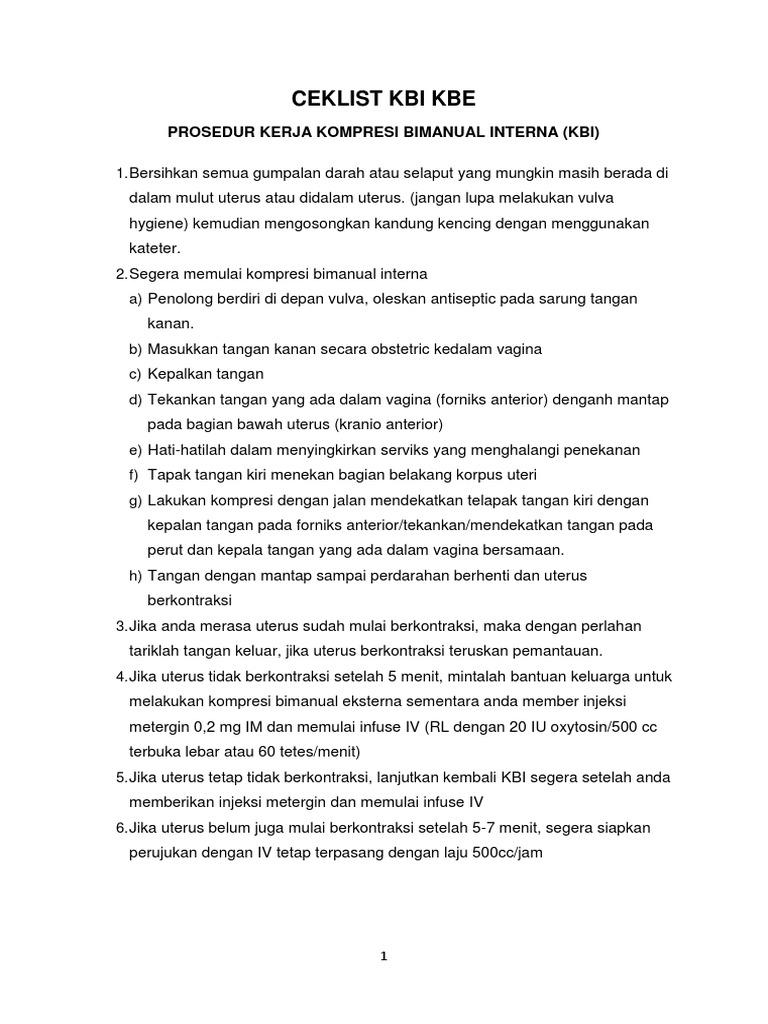 Ceklist Kbi Kbe | PDF