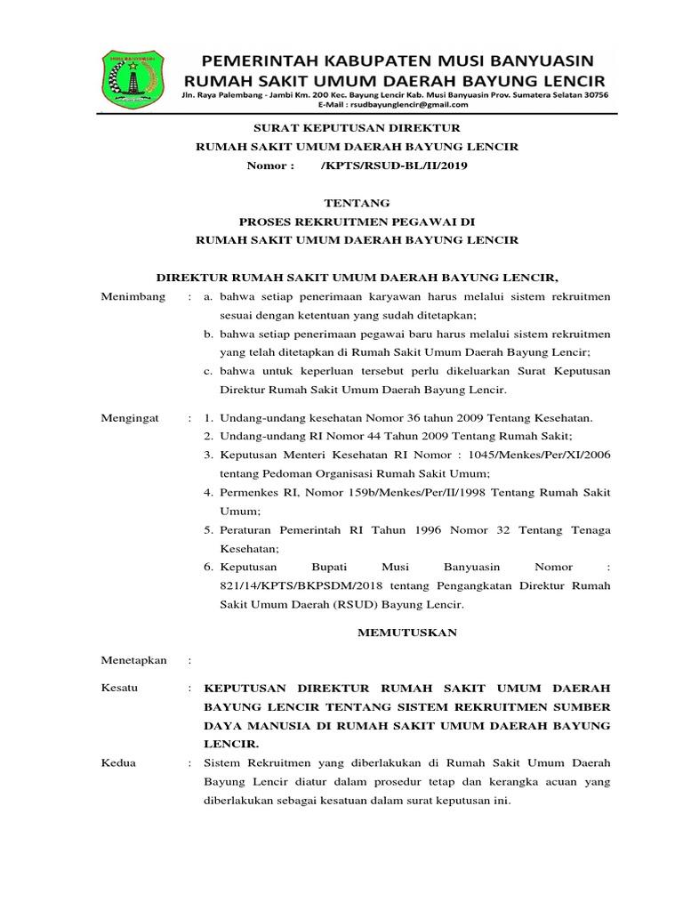SK Proses Rekruitmen Staf | PDF