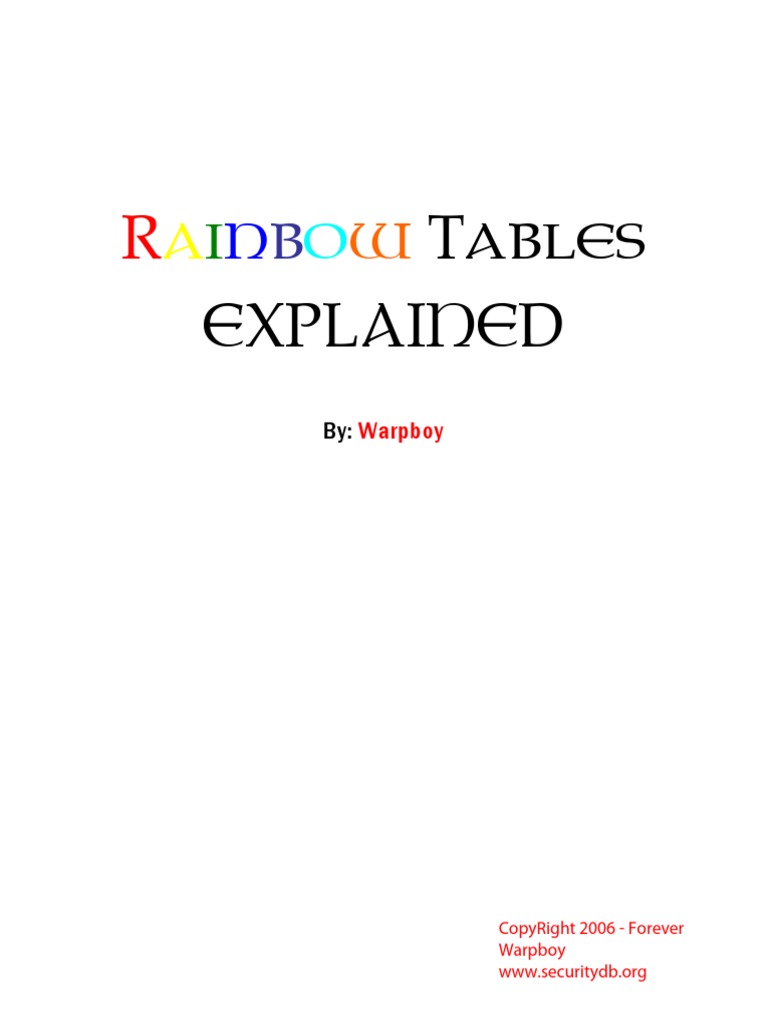 Rainbow Tables PDF | Download Free PDF | Applied Mathematics | Cryptography