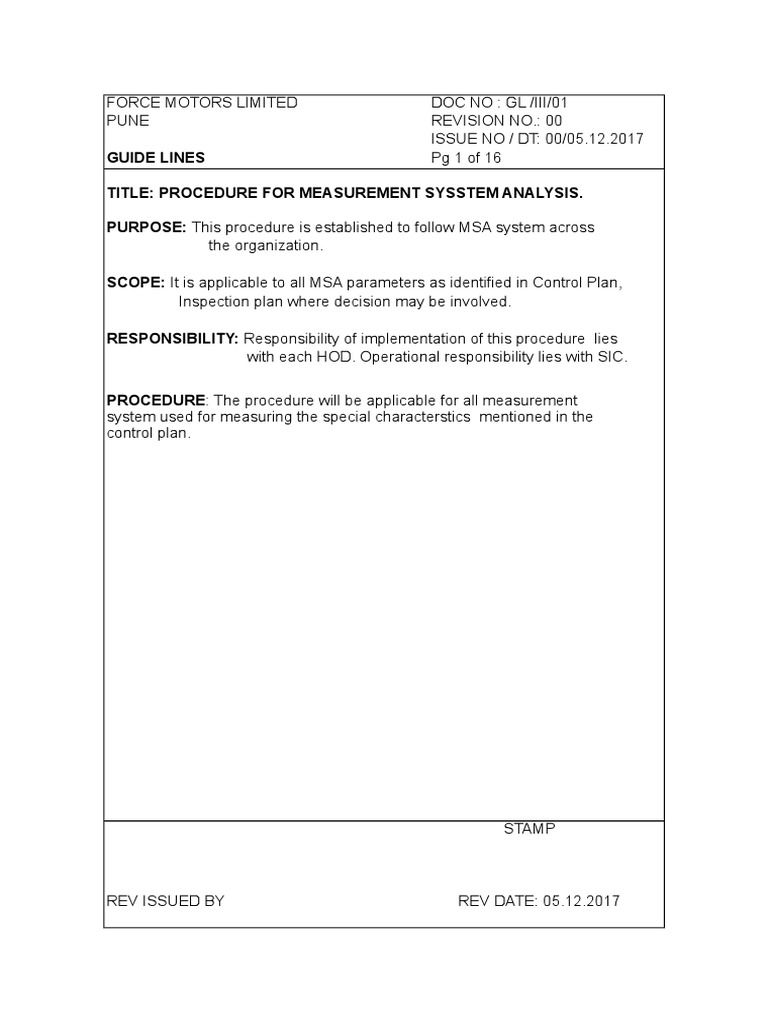 SPC MSA Guidelines | Download Free PDF | Calibration | Error