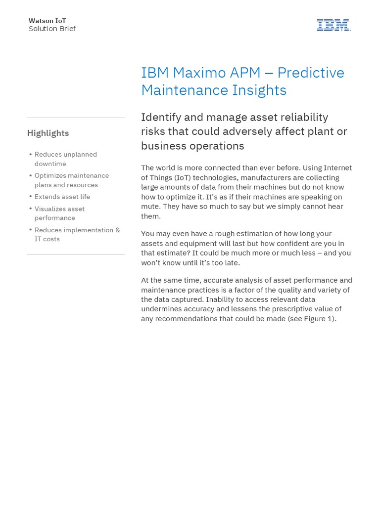 IBM Maximo APM - Predictive Maintenance Insights | PDF | Internet Of ...
