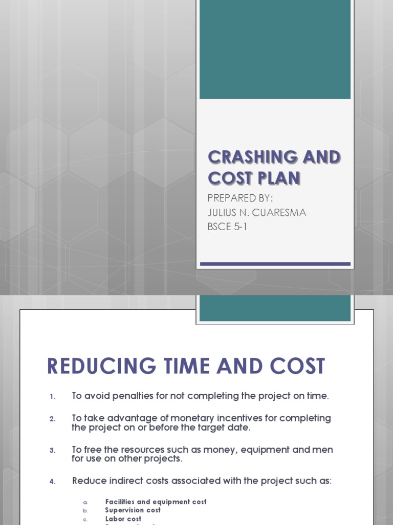 Crashing and Cost Plan: Prepared By: Julius N. Cuaresma BSCE 5-1 | PDF ...