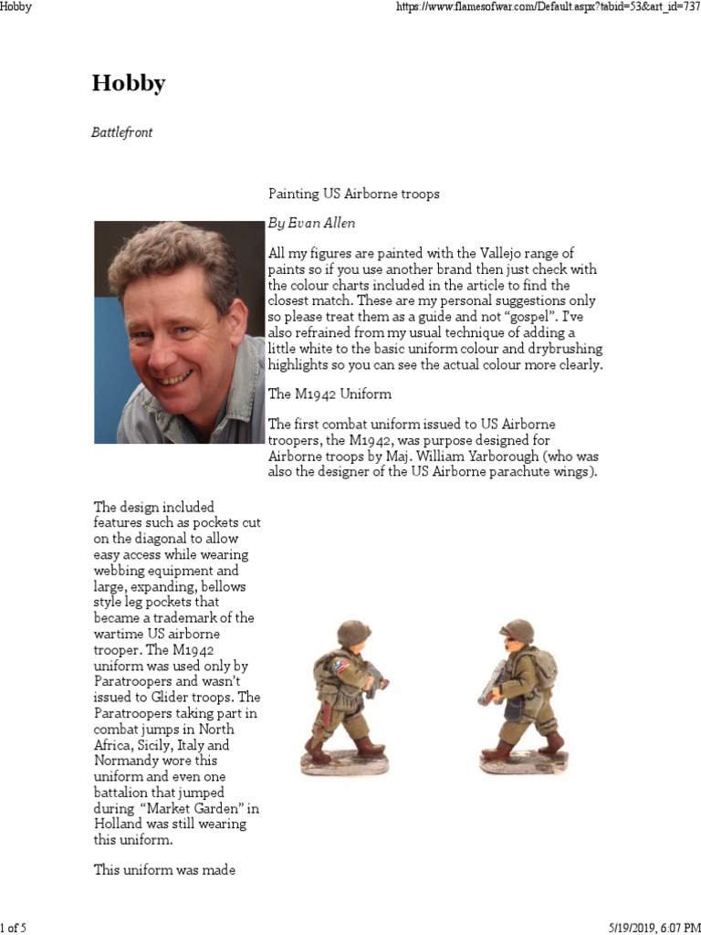 FOW WWII US Airborne Painting Guide | PDF | Airborne Forces | Paratrooper