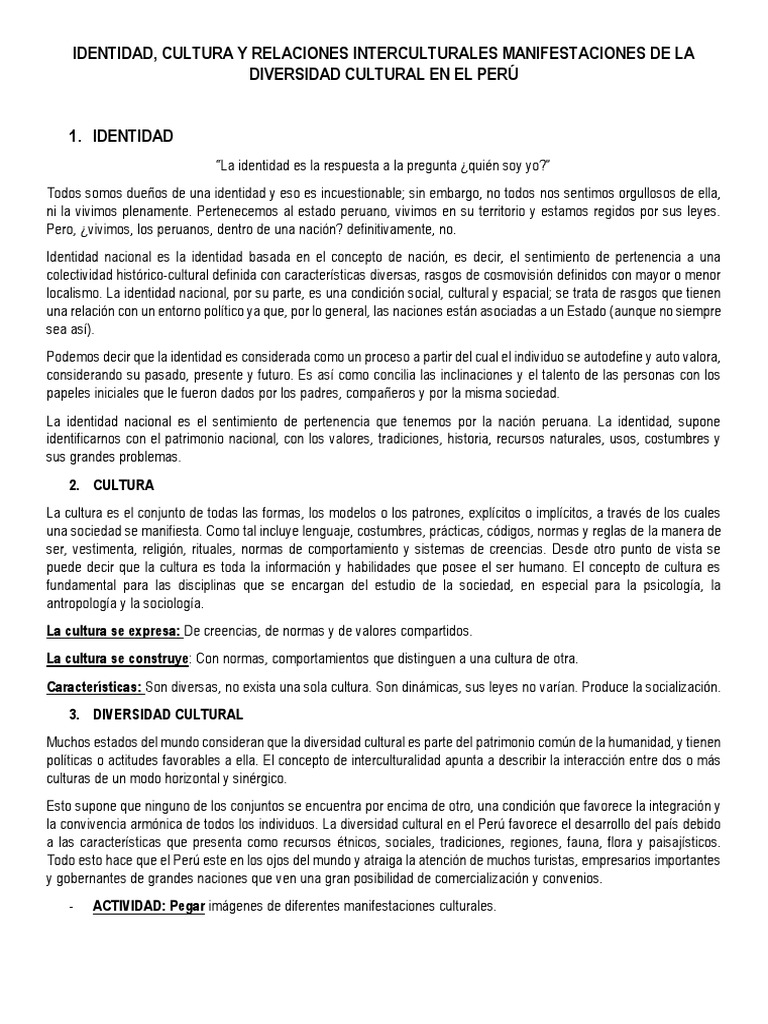 IDENTIDAD | PDF | Diversidad cultural | Nación