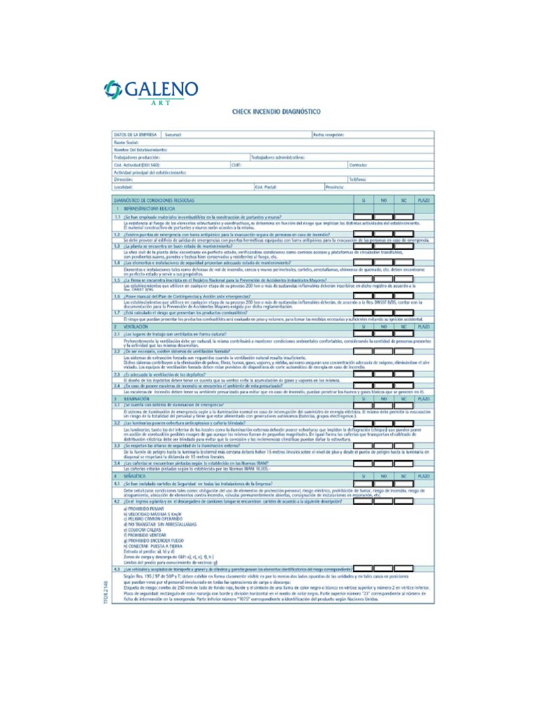 Planillas Varias ART Galeno Legajo Tec. | PDF