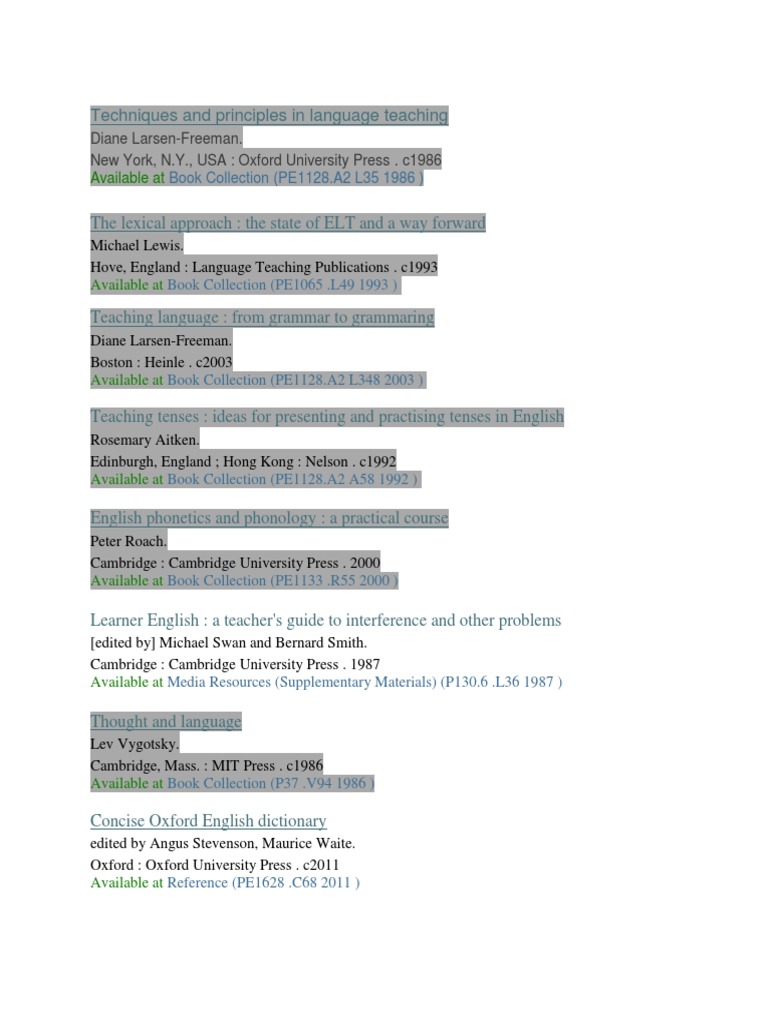 Available At: Book Collection (PE1128.A2 L35 1986) | PDF | Oxford University Press | Applied ...