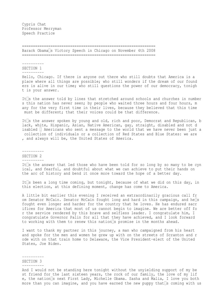 Barack Obama Speech | PDF | Barack Obama Presidential Campaign ...