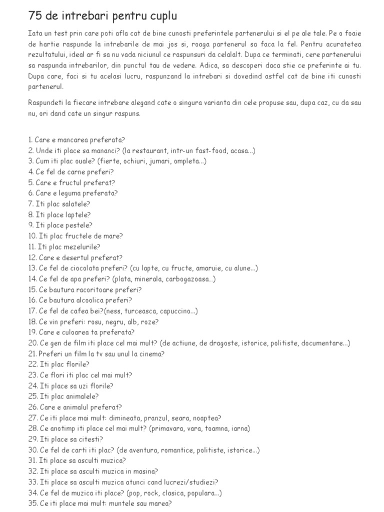 75 de Intrebari Pentru Cuplu