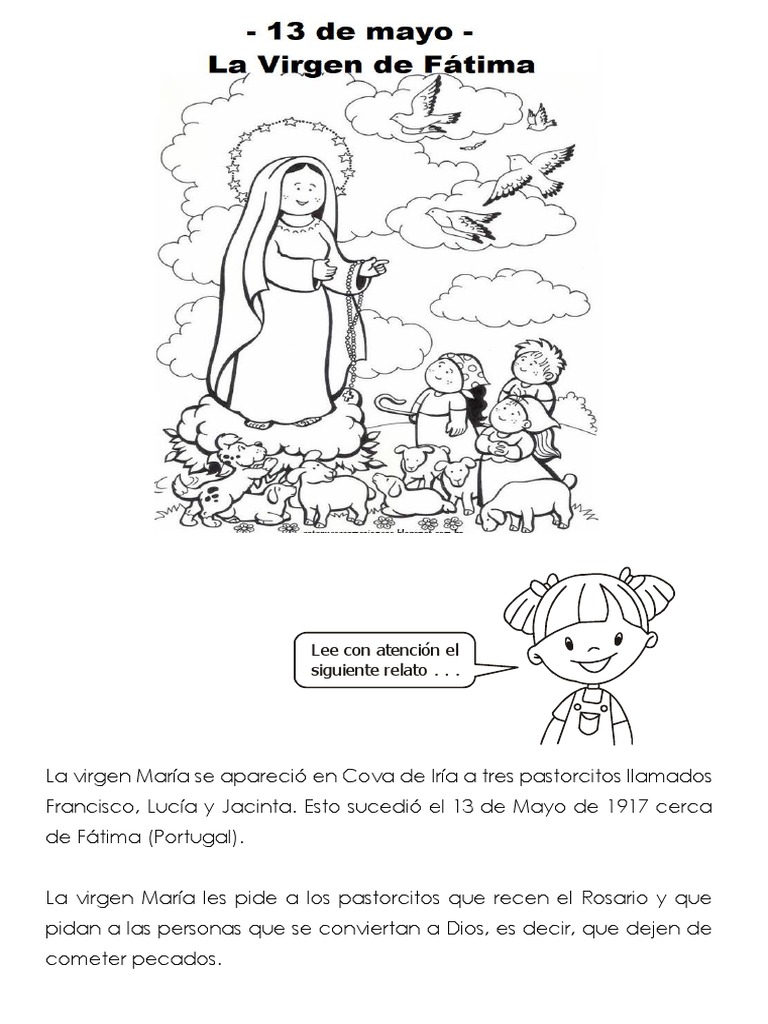 Ficha de la Virgen de Fátima para Niños | PDF