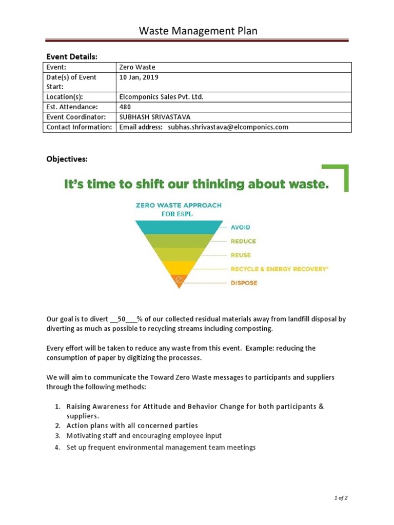 Waste Management Plan: Event Details | PDF | Waste Management | Waste