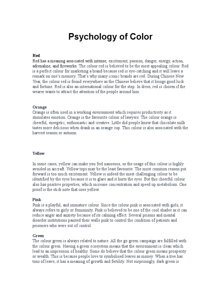 Understanding Color Psychology | PDF | Black | Blue