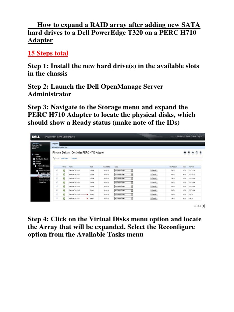 How To Expand A RAID Array After Adding New SATA Hard Drives To A Dell ...