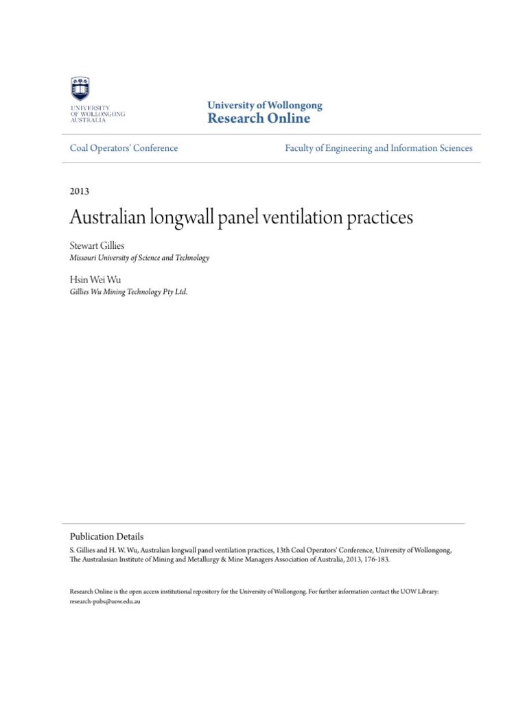 Australian Longwall Panel Ventilation Practices | PDF | Coal Mining ...