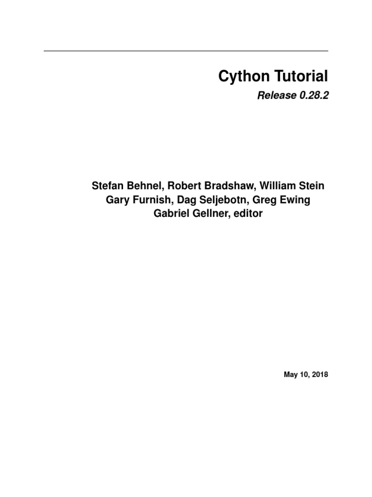 Cython Tutorial: Release 0.28.2 | PDF | C (Programming Language ...