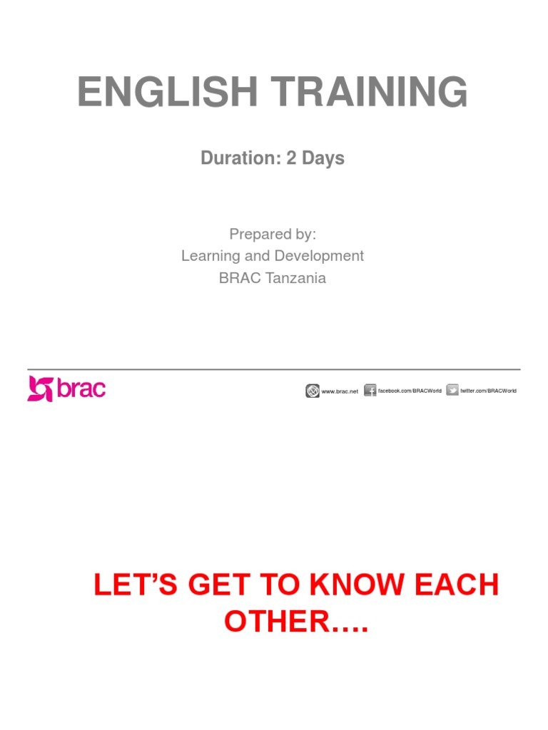 English Training: Duration: 2 Days | PDF | Sentence (Linguistics) | Clause