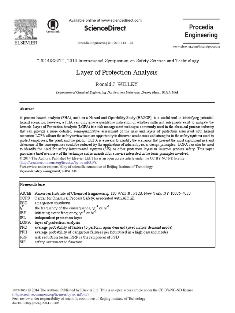 Layer of Protection Analysis: Sciencedirect | PDF | Engineering | Safety