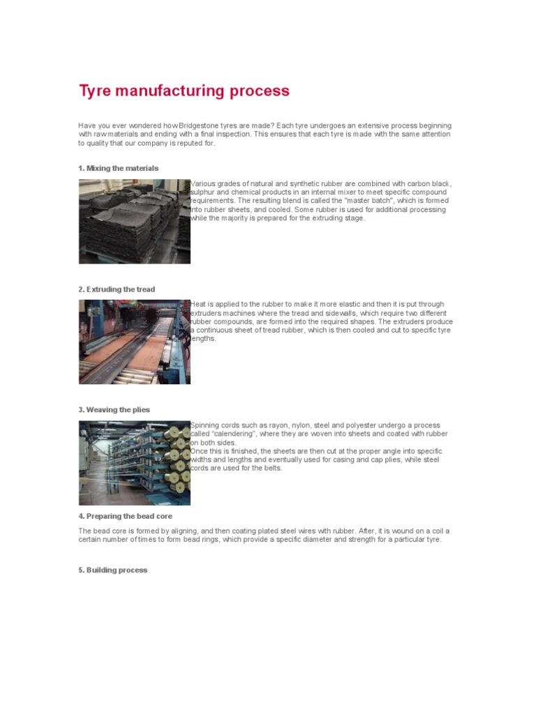 Tyre Manufacturing Process Overview | PDF | Tire | Industrial Processes
