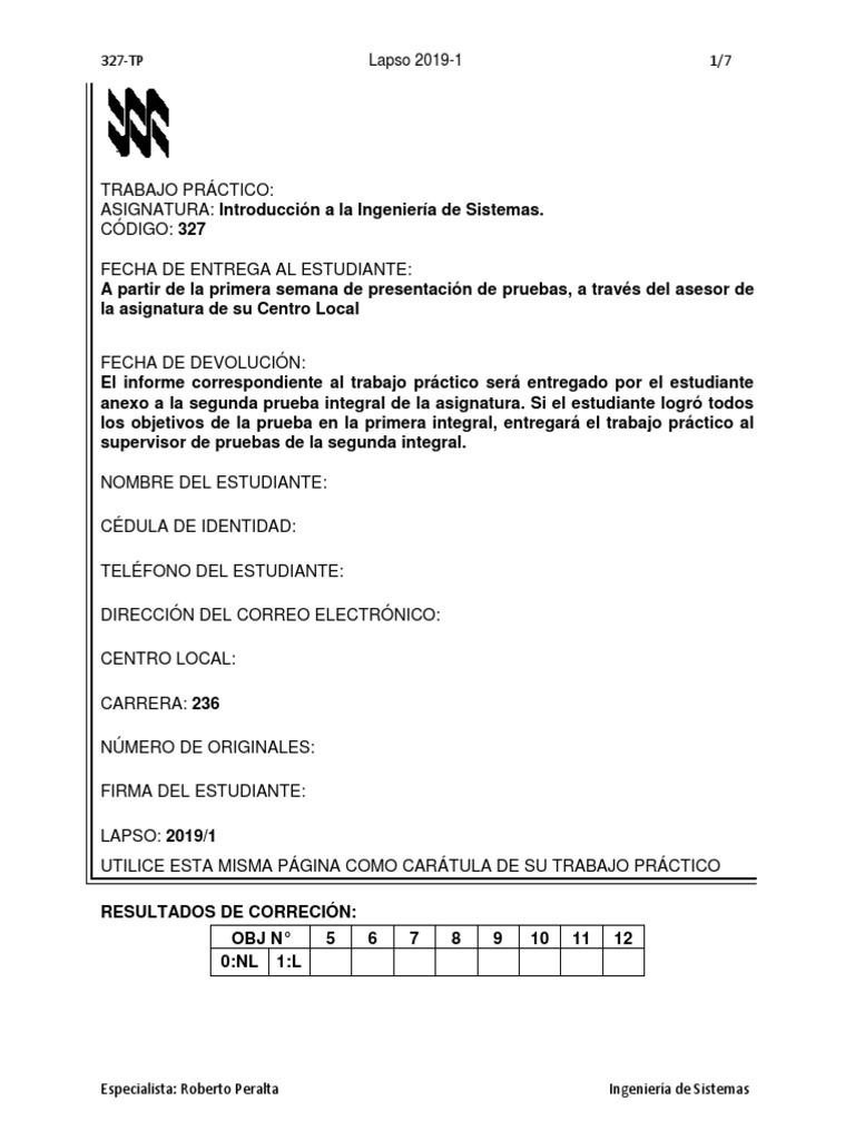TP 327 Lapso 2019-1 | PDF | Ingeniería de Sistemas | Cocinando