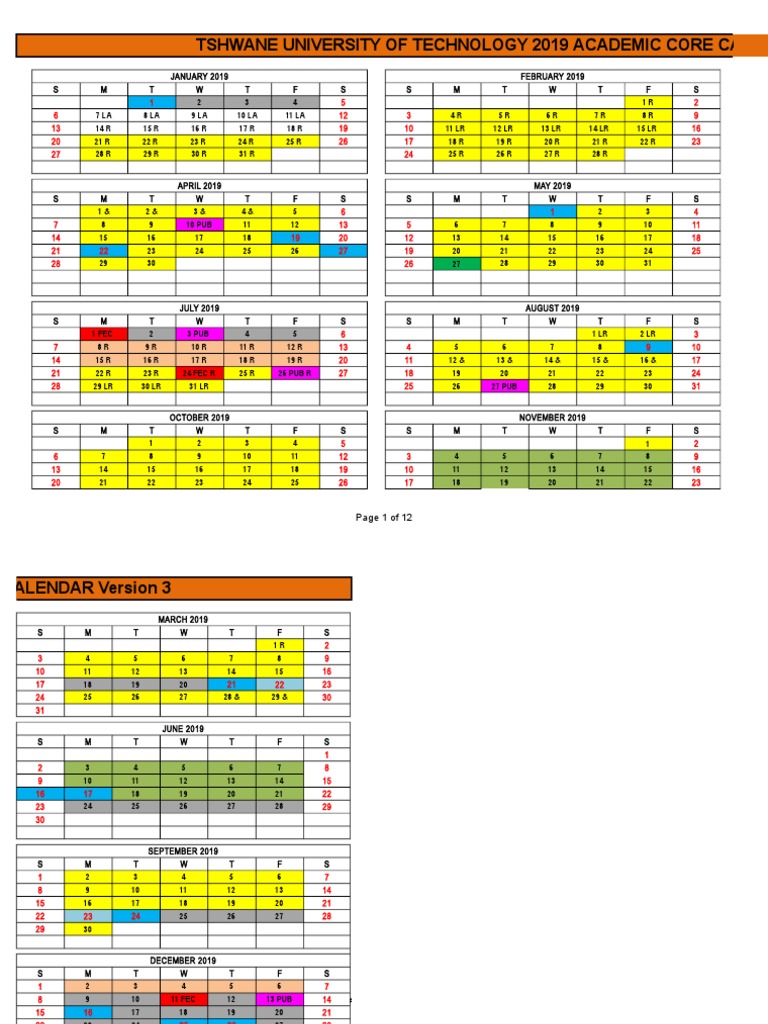 Updated - 2019 Academic Core Calendar | PDF | Academic Term | Test ...